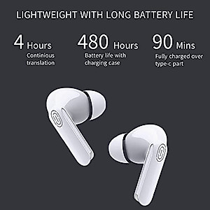 LptesoAABBCC Translator Device Smart Voice Translator Earbuds, 84 Language Translator Wireless Bluetooth Instant Voice Translation Device with APP, Translator Earphone for Business Travel Learning