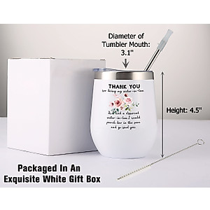 GEANHIL Christmas Birthday Mothers Day Gifts for Sister in Law-Sister in Law Gifts for Women-Thank You Gift for Sister in Law-12oz Tumbler Coffee Mug Cup-Thank You for Being My Sister in Law