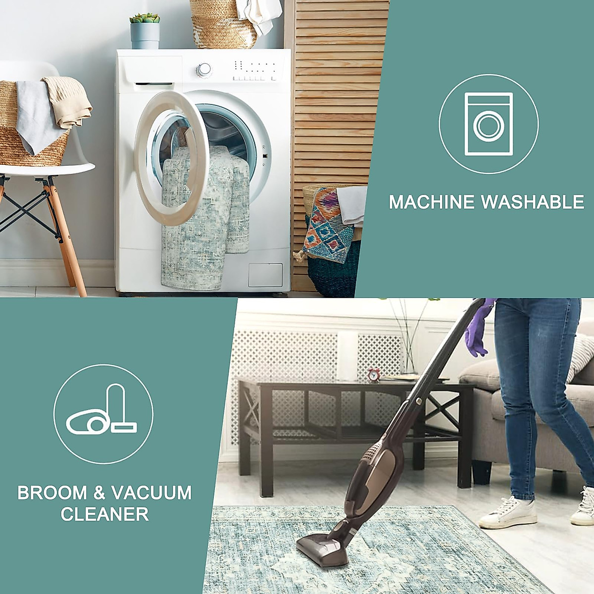 LIVEBOX Washable Kitchen Runner Rug 2x6- Boho Hallway Rug Runner Long Entryway Rug, Low-Pile Accent Rug for Bedroom, Non-Slip Soft Carpet Runner Throw Rug for Bathroom Laundry Room, Sage Green