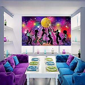 70s 80s 90s Disco Party Backdrop Retro Disco Party Decorations Disco Fever Dancers Backdrop for Let's Glow Crazy Theme Party Neon Night Birthday Photography Photo Booth Background 72.8 x 43.3 Inch