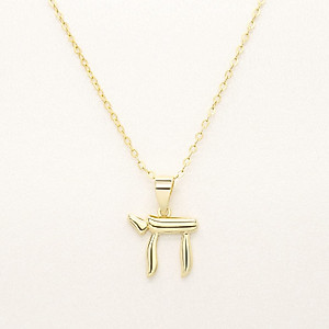 Lavishe 14K Gold Plated 925 Sterling Silver Hebrew Chai Jewish Necklace for Women Plain Finish, 18"
