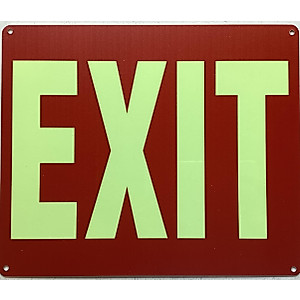 Photoluminescent red EXIT SIGN/GLOW IN THE red DARK EXIT SIGN (ALUMINIUM, 7X10 INCH,HEAVY DUTY, RUST FREE)