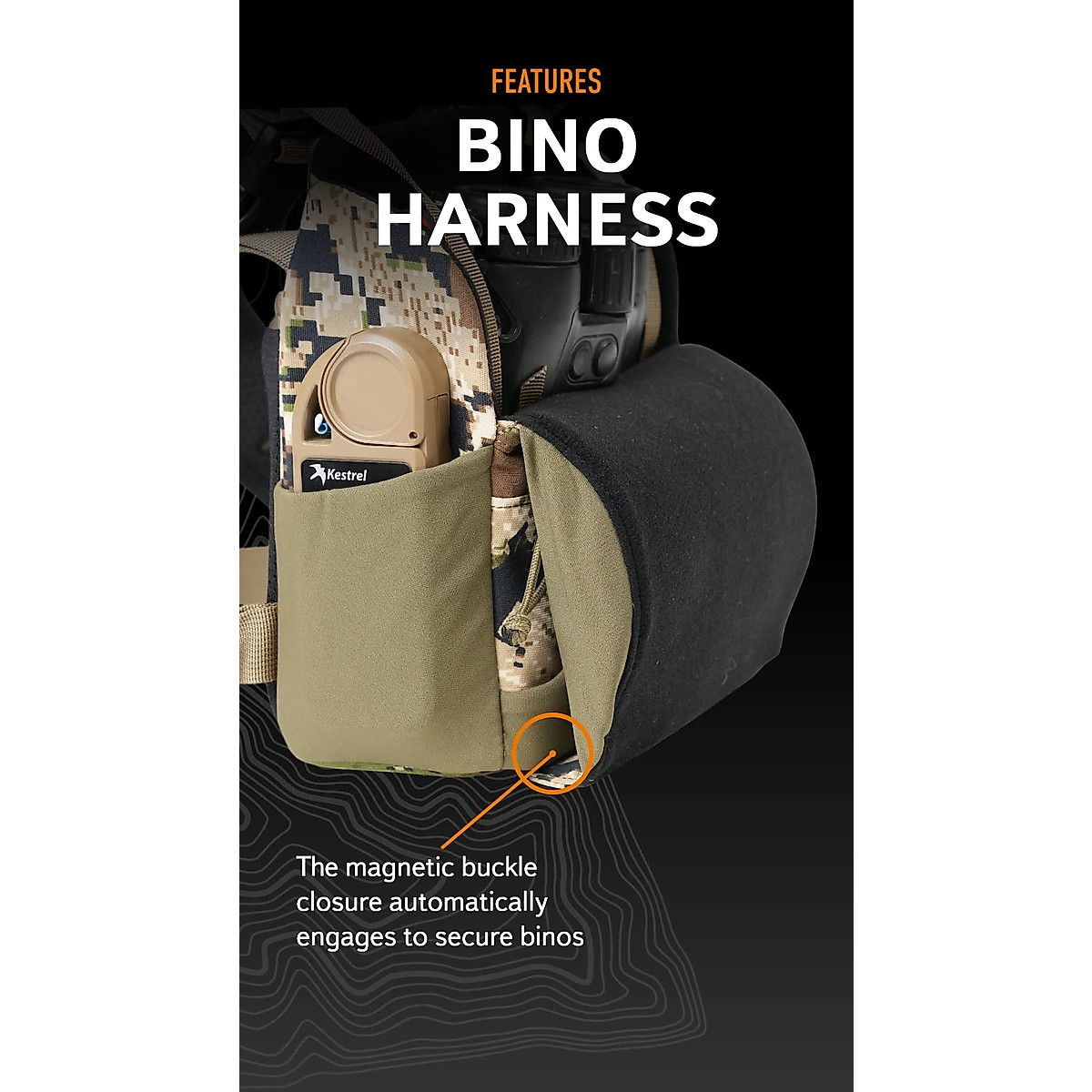 Mystery Ranch Bino Harness 12x, Chest Rig, Binocular Case, Tactical Pouch, for Rough Country, Hunting, Outdoors - Coyote-XL