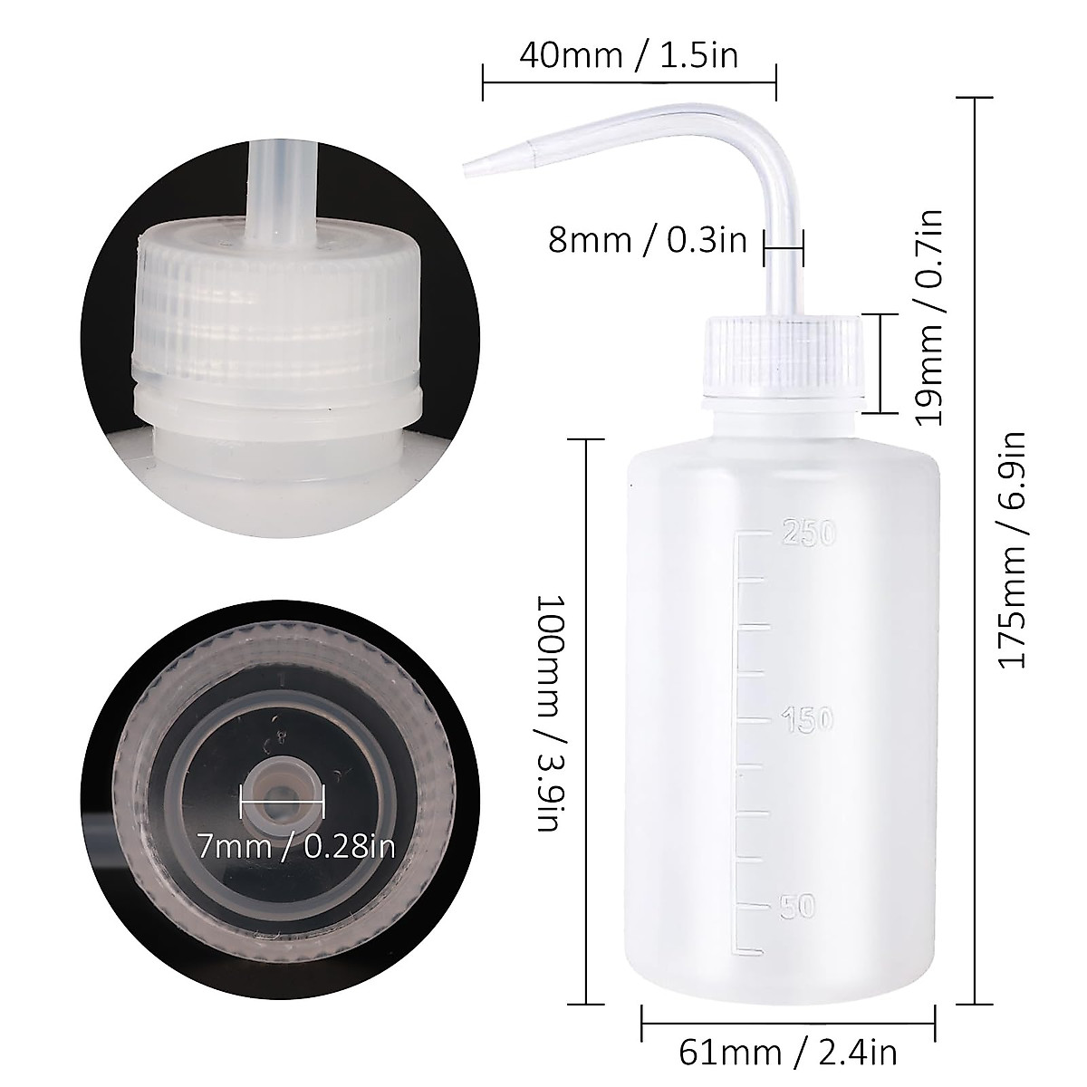 WZPB Wash Bottle Squeeze Bottle 250ml, 4Pcs Rinse Bottle Watering Tools, Plastic Squeeze Washing Bottle, Irrigation Squeeze Sprinkling Can Wash Plant Bottle (250ml / 8OZ)