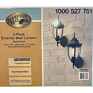 Outdoor Black Wall Lantern (2-Pack)