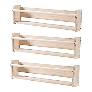 MBYD 24 Inch Nursery Shelves 3 Same Dimensions Floating Wall Nursery Book Shelves Natural Wooden Wall Bookshelves for Kids Nursery Décor