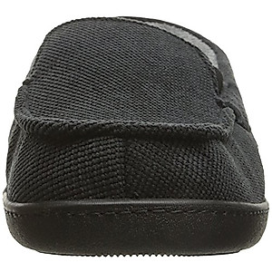 Isotoner Mens Diamond Corduroy Indoor/Outdoor Slipper With Memory Foam Moccasin, Black, 13-14 US