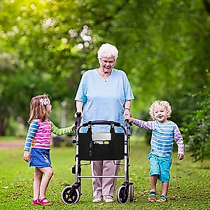 supregear Universal Accessories Bag for Walker, Wheelchair, Rollator, Scooters, Seniors Detachable Preserve Heat Cooler w/Cup Holder-Folding Walker Basket Waterproof Walker Caddy Pouch, Black