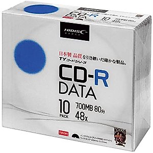 HI-DISC TYCR80YP10SC CD-R Data 48x Speed, 700MB, 0.2 inch (5 mm) Slim, 10 Sheets