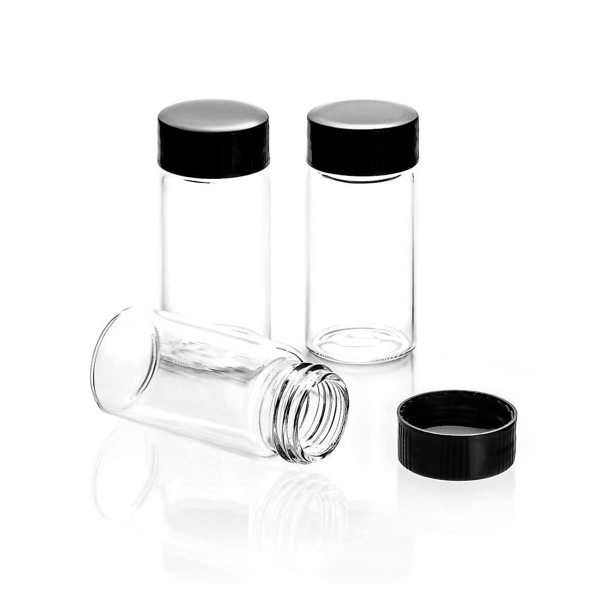 QWORK Glass Vials, 20 ml (0.7 oz), 20 Pieces Clear Glass Sample Vials for Liquid, Mini Empty Vial with Screw Cap