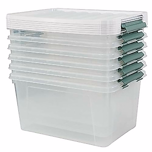 Saedy 6 Pcs Large Clear Storage Box, 35 Qt Plastic Bins with Lids for Versatile Storage