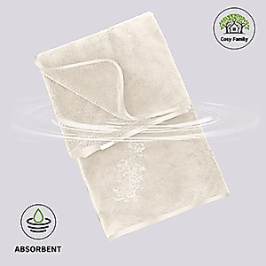 Cosy Family Microfiber 4 Pack Bath Towel Set, Lightweight and Quick Drying, Ultra Soft Highly Absorbent Towels for Bathroom, Gym, Hotel, Beach and Spa (Cream)