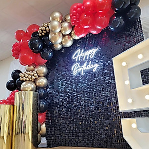 COKAOBE Black Shimmer Wall Backdrop, 30PCS Square Sequin Shimmer Backdrop Panel, Sequin Backdrops for Birthday, Anniversary, Wedding, Graduation & Bachelorette Party Decoration