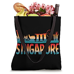 Retro Vintage Singapore Asia Skyline City Souvenir Tote Bag