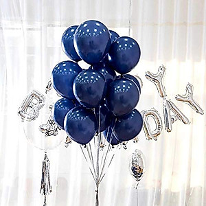 Maylai 50 Pack Navy Blue Balloons 12 Inch(Thick 3.2g/pc) for Wedding Birthday Party,Dark Blue Balloons Round Chrome Helium Balloons, Navy Balloons for Cowboy Party Decorations