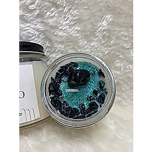 6 Oz Scorpio Zodiac Crystal Candle - Astrology Vegan Soy Candle - Aromatherapy Stress Relief - Obsidian Gemstones