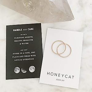 Honeycat Skinny Twist Rope Ring Duo Set in Gold, Rose Gold, or Silver | Minimalist, Delicate Jewelry (Rose Gold, 6)