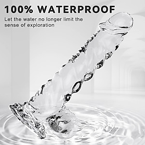 8.2 Inch Clear Dildo Sex Toys - Soft Realistic Dildos with Suction Cup Monster Dildo with Hands-Free Play Curved Shaft and Ball Fake Penis, Anal G Spot Dildo Suitable for Beginner Women and Gay