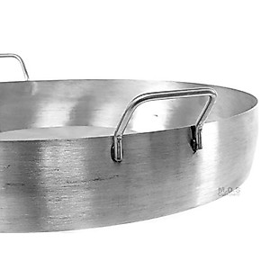 Comal Convex 21.5” Stainless Steel Panza Arriba Heavy Duty Commercial Mexican Griddle Extra High Rim