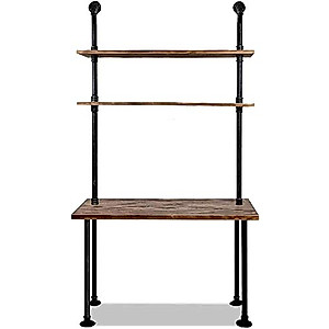 Diwhy Computer Desk with Storage Shelves,Home Office Writing Desk,Bookshelf Laptop Desk, Industrial Style Office Decor,Studying Writing Table Workstation,Stable Metal Framee,Easy Assembly(40" L)