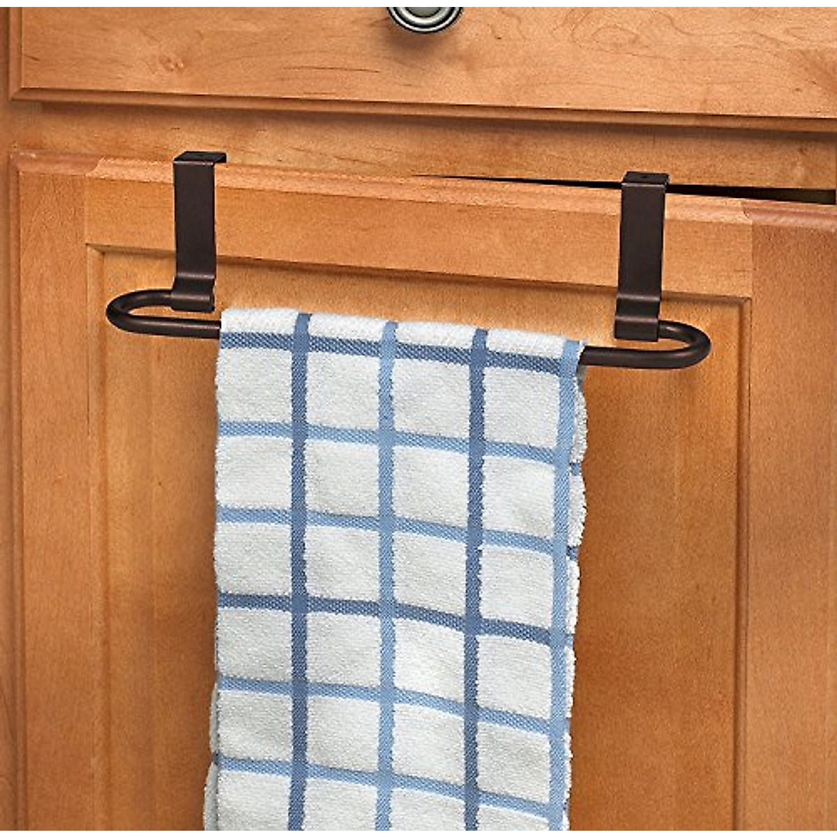 Spectrum Diversified Euro Bar Over The Cabinet Door Rack with Padded Brackets, No Installation Kitchen Rack & Bathroom Towel Stand, Bronze