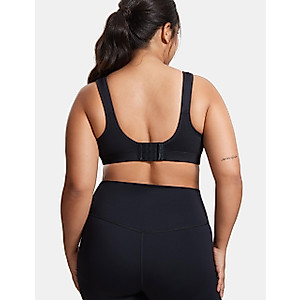 SYROKAN Front Adjustable Sports Bras for Women High Impact Wirefree Comfort No Bounce Support Workout Running Bra Black 36B