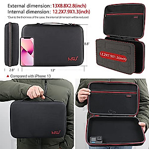 HSU Large Carrying Case for GoPro Hero 11, 10, 9, Hero 8, 7 Black,HERO6,5,4,+LCD, Black, Silver, 3+, 3, 2 and Accessories with Fully Customizable Interior Carry Handle and Carabiner Loop