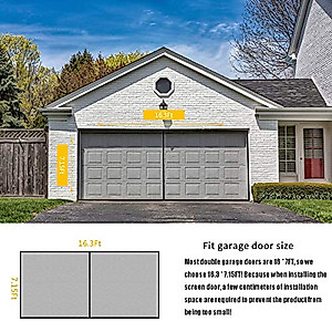 Garage Door Screen for 2 Car 16x7FT- Magnetic Reinforced Fiberglass Garage Door Screen,Stronger 2350g（5.2LB） High Energy Magnets ，Hands Free Magnetic Screen Door Black