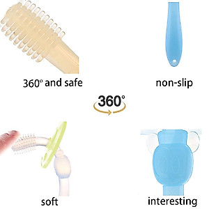 2Pcs/Pack Baby Toddler Teethers,Soft Bristles,360 Training Toothbrushes,Silicone Teething Toys/Pacifier,Gum Massagers for Newborn,Infant