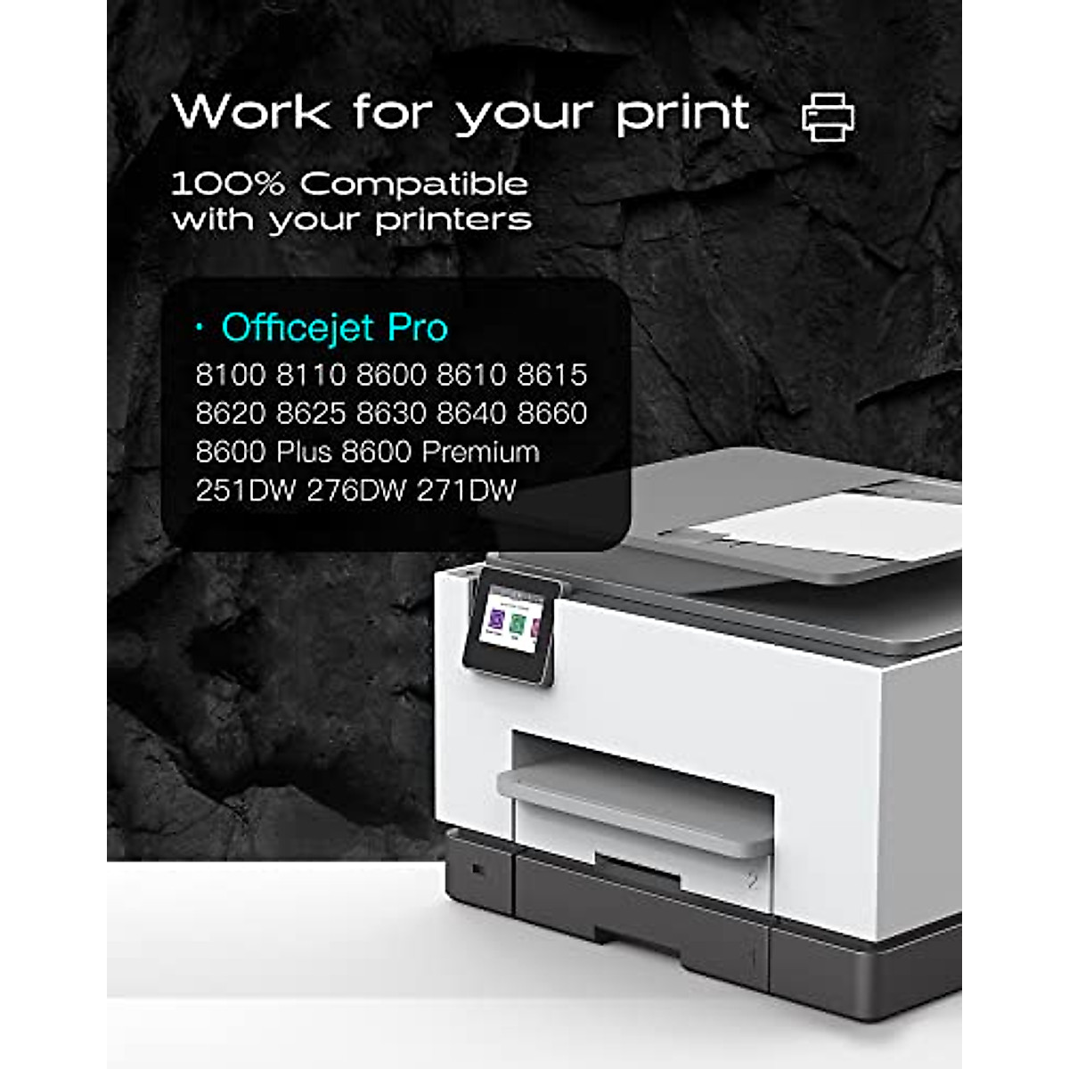 【Larger Capacity】 950XL 951XL High-Yield Ink Cartridges 4 Combo Pack, Replacement for HP 950 951 XL Ink Cartridges, Works with OfficeJet Pro 8600 8610 8620 8625 Printer (1BK/1C/1M/1Y)