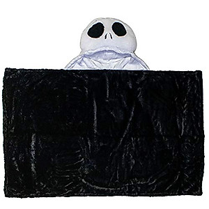 Jay Franco Disney Nightmare Before Christmas Jack Skellington Hooded Blanket – 2-in-1 Wearable Kids Plush Blanket - Fade Resistant Polyester, 50" x 30" (Offical Disney Product)