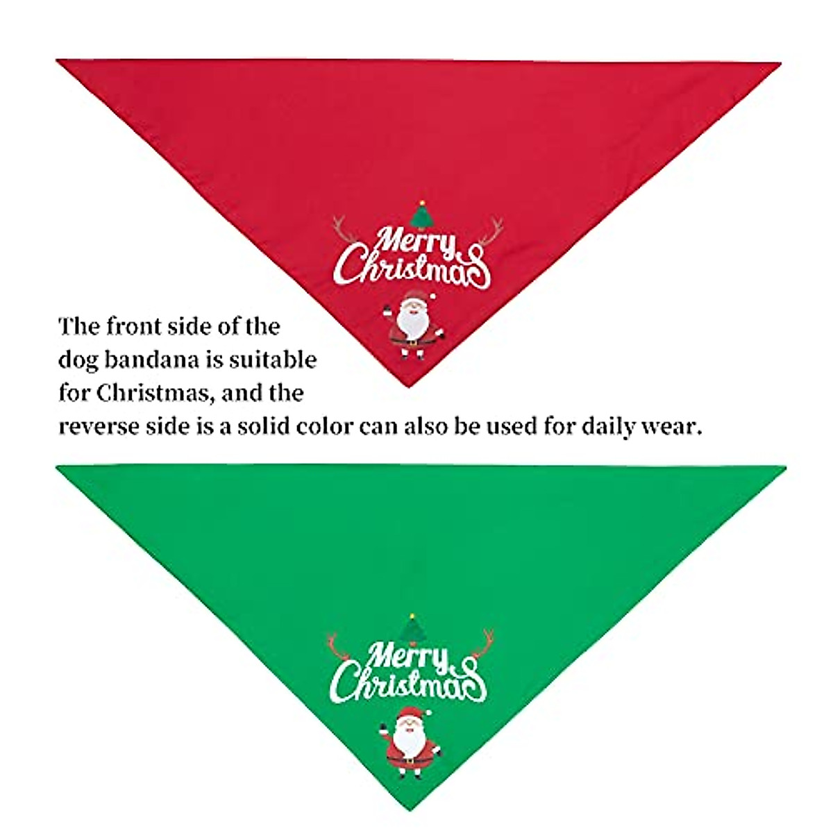 2 Pack Christmas Dog Bandanas Double-Layer Dog Bandanas Pet Scarf Triangle Dog Bibs Costume Decoration Accessories for Small to Large Dogs Cats
