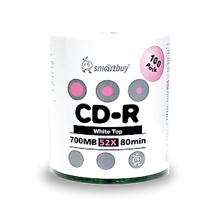 Smart Buy White Top CD-R 300 Pack 700mb 52x Blank Recordable Discs, 300 Disc, 300pk