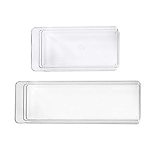 LilGift ARAD 2 Pieces Clear Vanity & Drawer Organizer, Acrylic Organizer, Drawer Divider, Makeup Bathroom Organizer, Kitchen Utensils