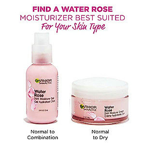 Garnier Water Rose 24H Moisture Gel with Rose Water and Hyaluronic Acid, Face Moisturizer for Normal to Combination Skin, 2.4 Fl Oz (72mL), 1 Count (Packaging May Vary)