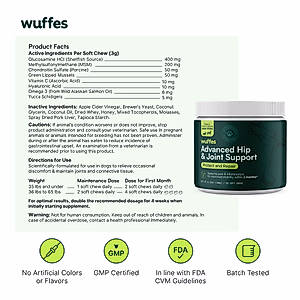 Wuffes Chewable Dog Hip and Joint Supplement for Small & Medium Breeds - Glucosamine & Chondroitin Chews - Dog Joint Supplements & Vitamins - Extended Joint Care - 60 Ct
