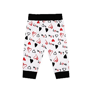 LENSOUS Newborn Infant Baby Boys Girls Mommy&Daddy's Little Valentine Outfits Romper Pants Set（Black,6-12Months）