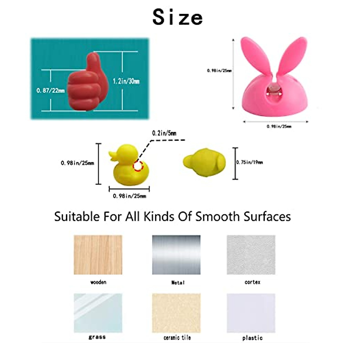 12 Pcs Cable Organizer Clips Cord Holder, Fun Cute Animal Self Adhesive Cable Management for Office Table, Desk, Wall, Car, Computer and Nightstand