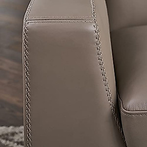 Hydeline Soma Top Grain Leather Sofa Couch, 92", Taupe