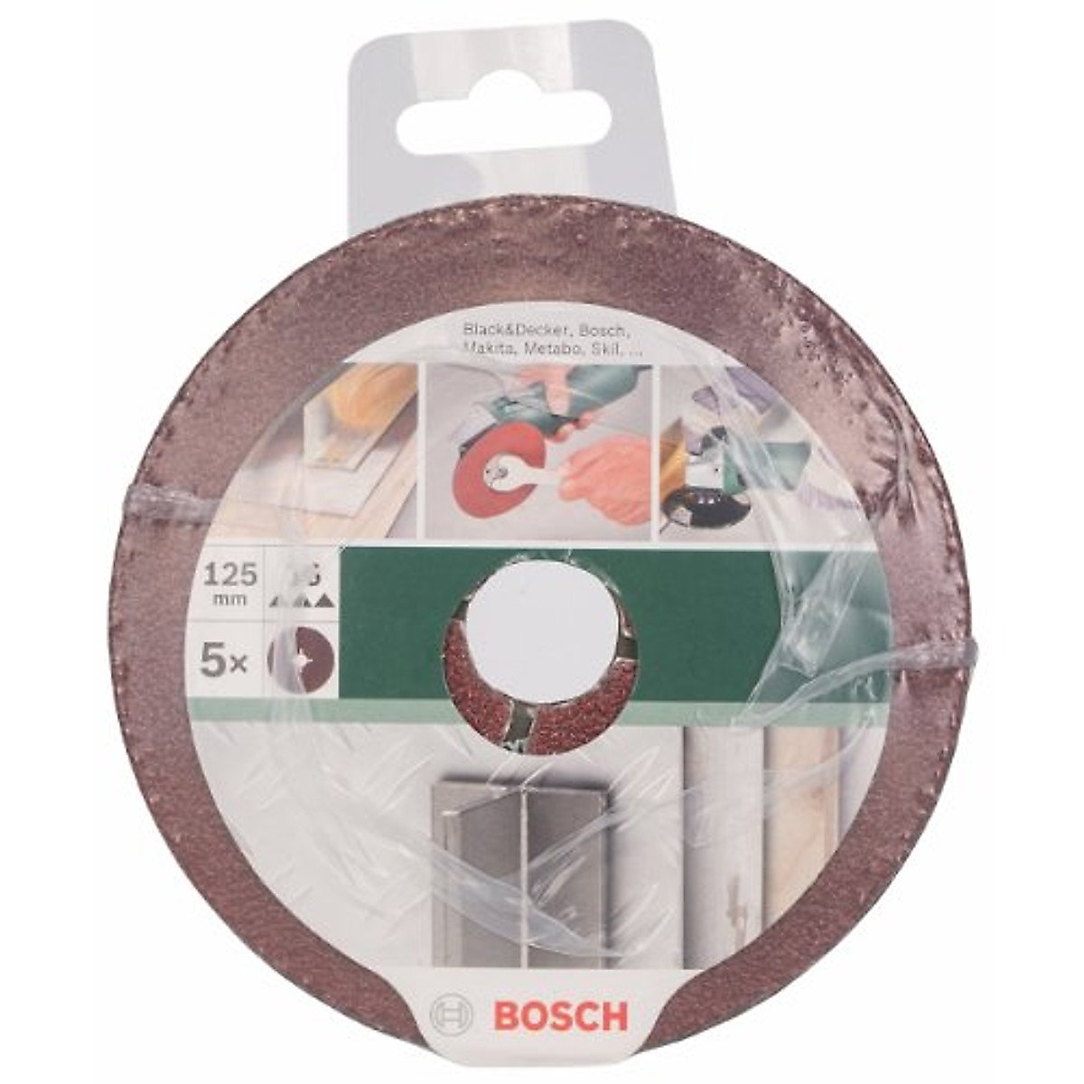 Bosch 2609256250 Fibre Sanding Disc for Angle Grinder Clamped for Wood and Metal 125 mm Disc, 22 mm Bore, 36 Grit