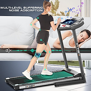 sytiry Treadmill with Large 10'' HD TV Touchscreen,Folding 3.25HP Brushless Motorand Incline Treadmills,WiFi Connection,3D Virtual Sports Scene,YouTube,Bluetooth Speakers etc,Treadmill for Gym