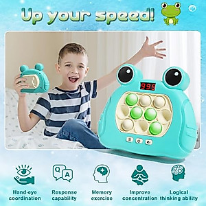olloiig Pop Fidget Kids It Games Toy,Fast Push Bubble Game Console with LED Screen for Kids 8-12,Handheld Quick Push Game,Autism Sensory Toys,Birthdayxmas Gifts for Boys,Girls,Adults (Frog Blue)
