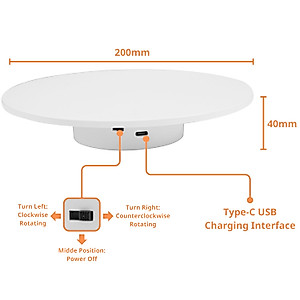 fotoconic 7.87 Inches/20cm Motorized Rotating Display Stand, 360 Electric Rotary Turntable Base Lazy Susan, Load-Bearing 11Lbs, for Photography Crafts Jewelry Toy Collectible Display (ND200C)
