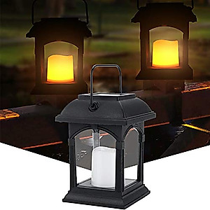 Clihere Solar Lantern Lights,Waterproof Hanging Solar Lanterns Flickering Retro Candle Effect Hanging Lights Solar Outdoor Decoration Lighting Solar Powered Auto On/Off for Garden,Yard, Patio (2 Pack)
