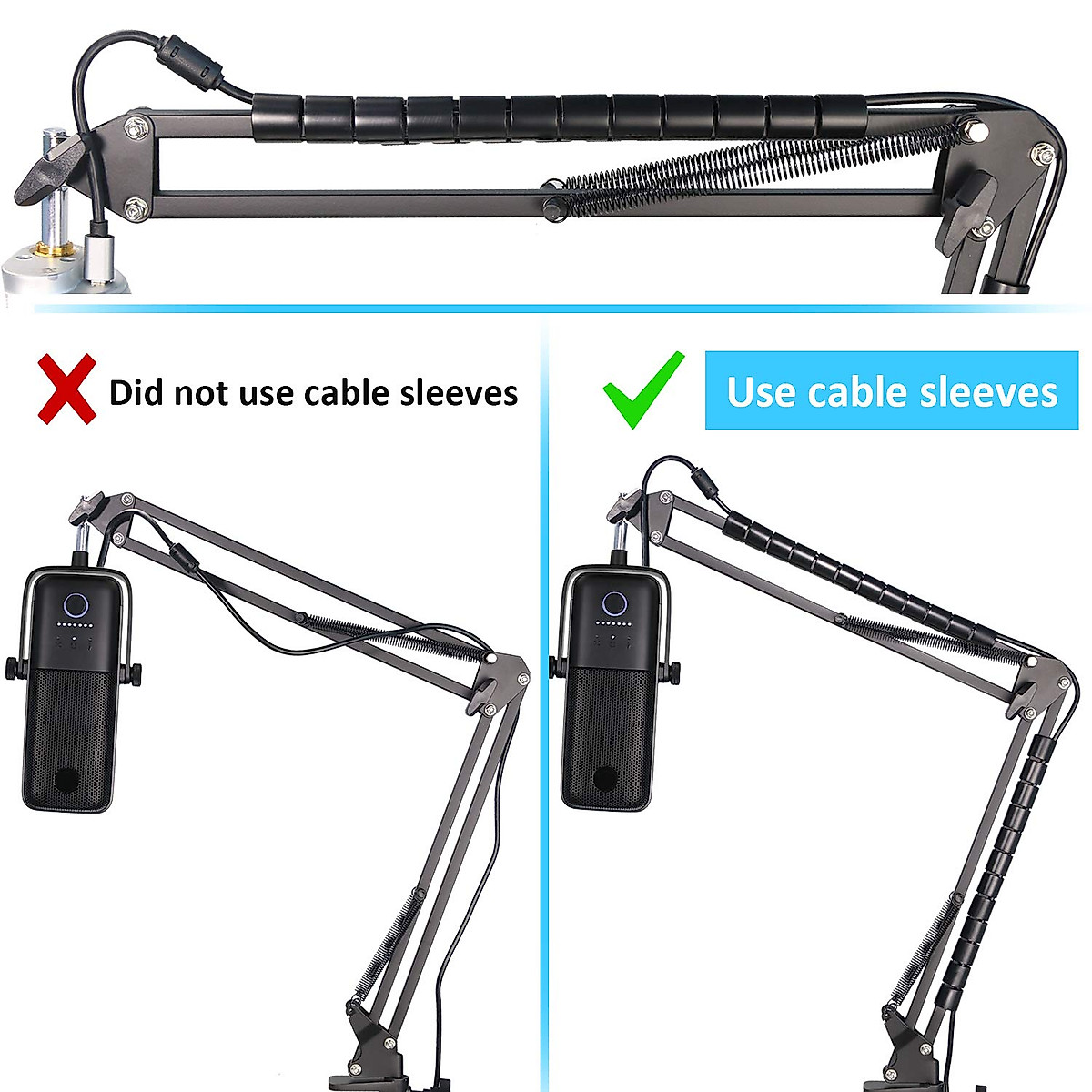 Mic Boom Arm Compatible with Elgato Wave:3 Microphone, Professional Adjustable Scissor Microphone Stand Wave3 by YOUSHARES