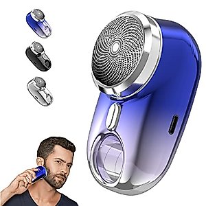 Electric Razor for Men, IEVEI 2023 Upgrade Mini Portable Electric Shaver Wet and Dry Mens Razor USB Rechargeable, Easy One-Button Use for Home, Car, Travel (Blue)