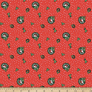 Springs Creative Peanuts Christmas Snoopy Toss Fabric, Red Yard