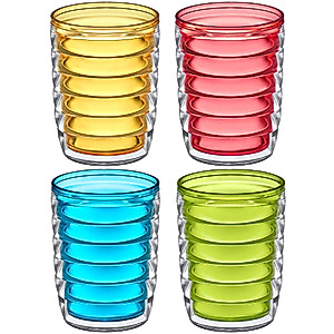 Amazing Abby - Arctic - 16-Ounce Insulated Plastic Tumblers (Set of 4), Double-Wall Plastic Drinking Glasses, Mixed-Color Reusable Plastic Cups, BPA-Free, Shatter-Proof, Dishwasher-Safe