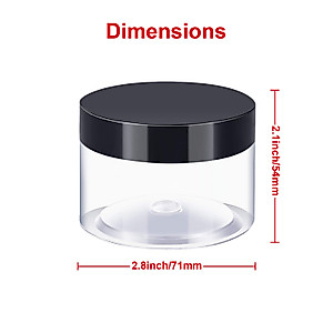 SATINIOR 24 Pieces Empty Clear Plastic Jars with Lids Round Storage Containers Wide-Mouth for Beauty Product Cosmetic Cream Lotion Liquid Butter Craft and Food (Black Lid, 6 oz)