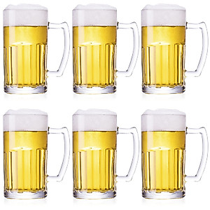 TUSAPAM 6 Pack Heavy Beer Mugs, Large Beer Glasses with Handle, 20 Ounce Glass Steins, Classic Beer Mug glasses Set